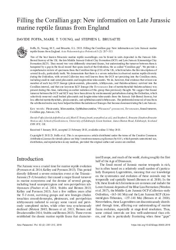 (PDF) Filling the Corallian gap: new information on Late Jurassic ...