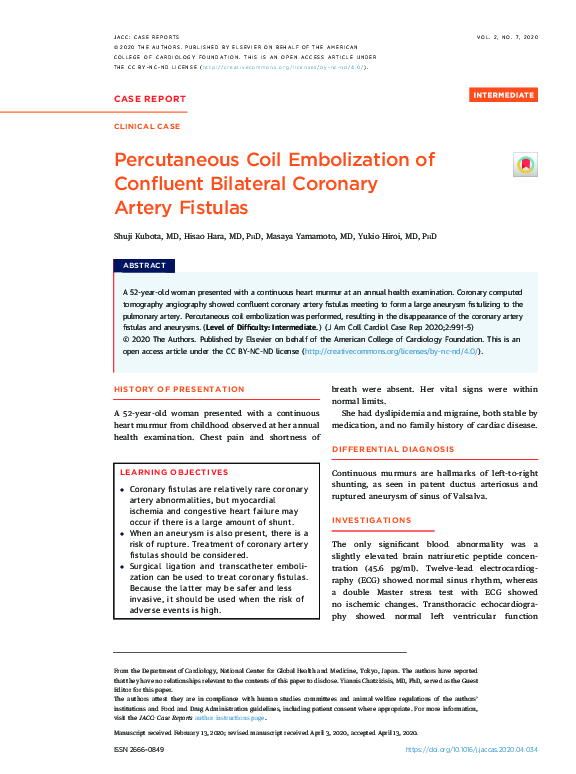 (PDF) Percutaneous Coil Embolization of Confluent Bilateral Coronary ...