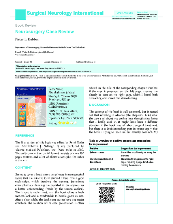 (PDF) Neurosurgery Case Review