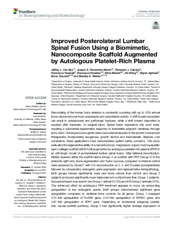 (PDF) Improved Posterolateral Lumbar Spinal Fusion Using a Biomimetic ...