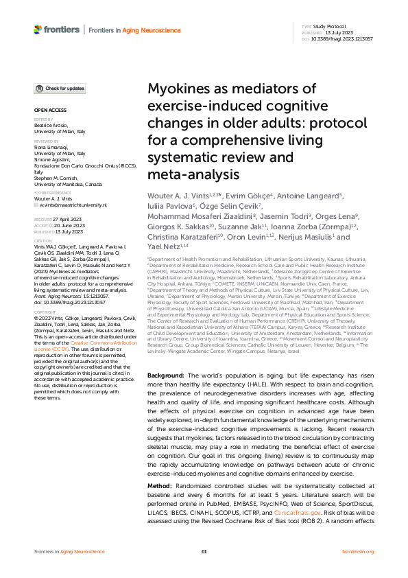 (PDF) Myokines as mediators of exercise-induced cognitive changes in ...