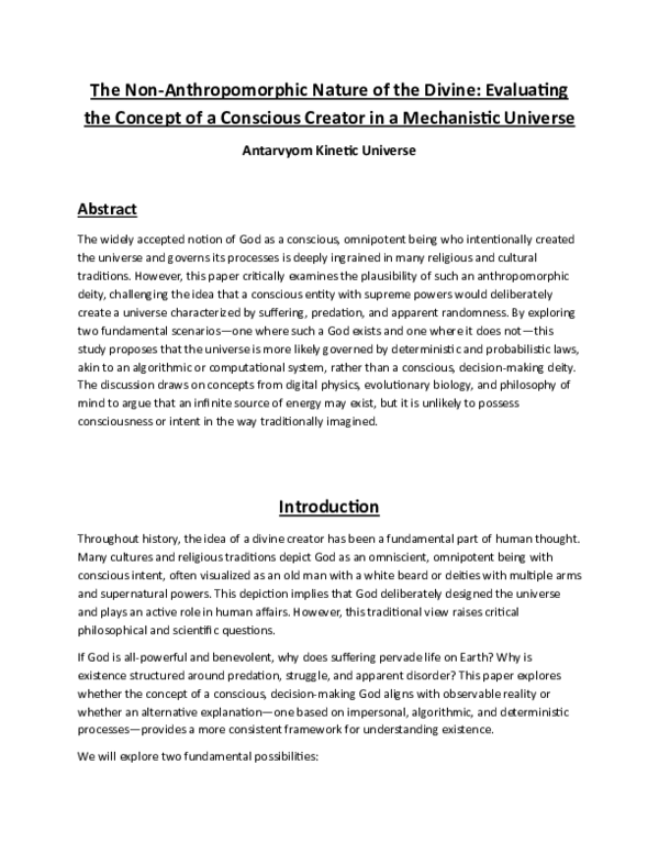 (PDF) The Non-Anthropomorphic Nature of the Divine: Evaluating the ...