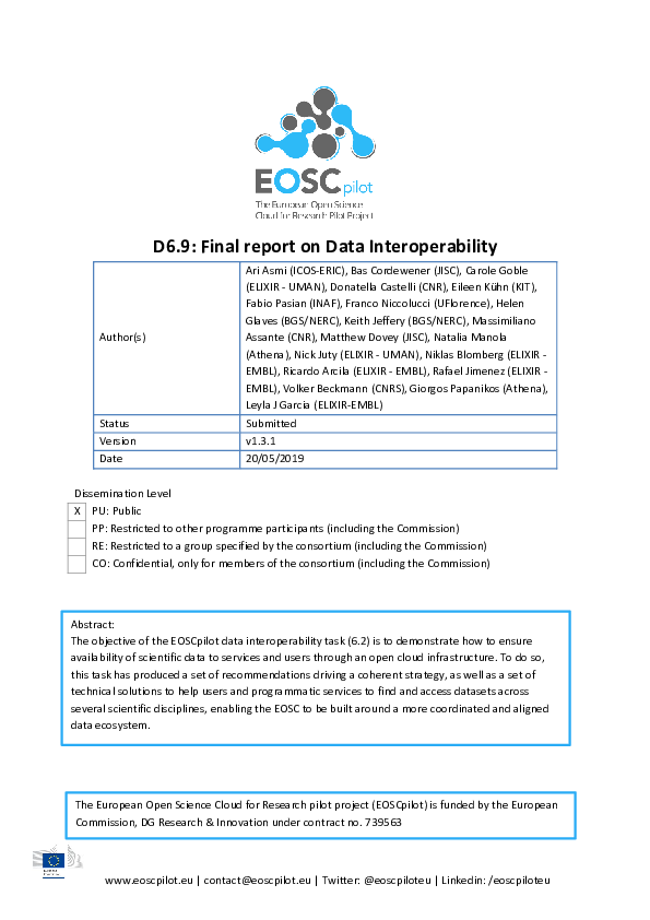 (PDF) D6.9: Final report on Data Interoperability