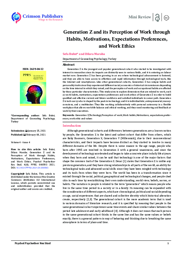 (PDF) Generation Z and its Perception of Work through Habits ...