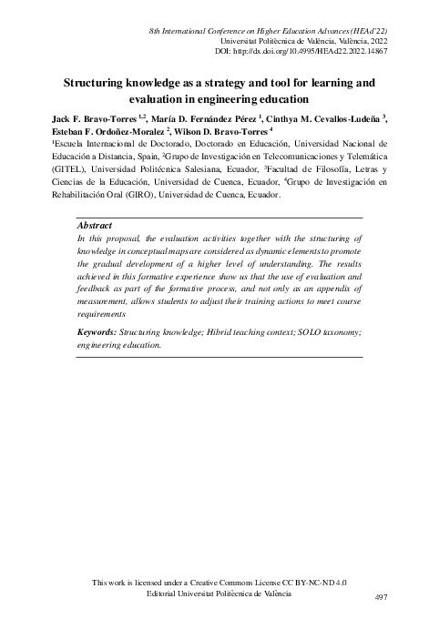 (PDF) Structuring knowledge as a strategy and tool for learning and evaluation in engineering ...