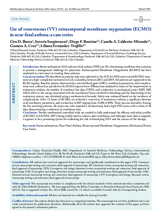 (PDF) Use of venovenous (VV) extracorporeal membrane oxygenation (ECMO ...