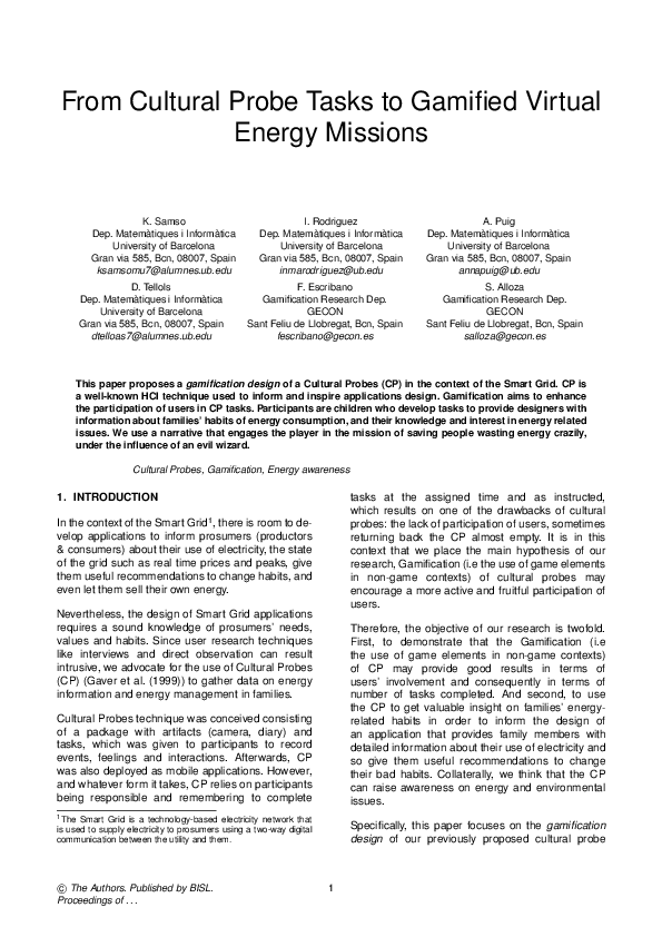 (PDF) From Cultural Probes Tasks to Gamified Virtual Energy Missions