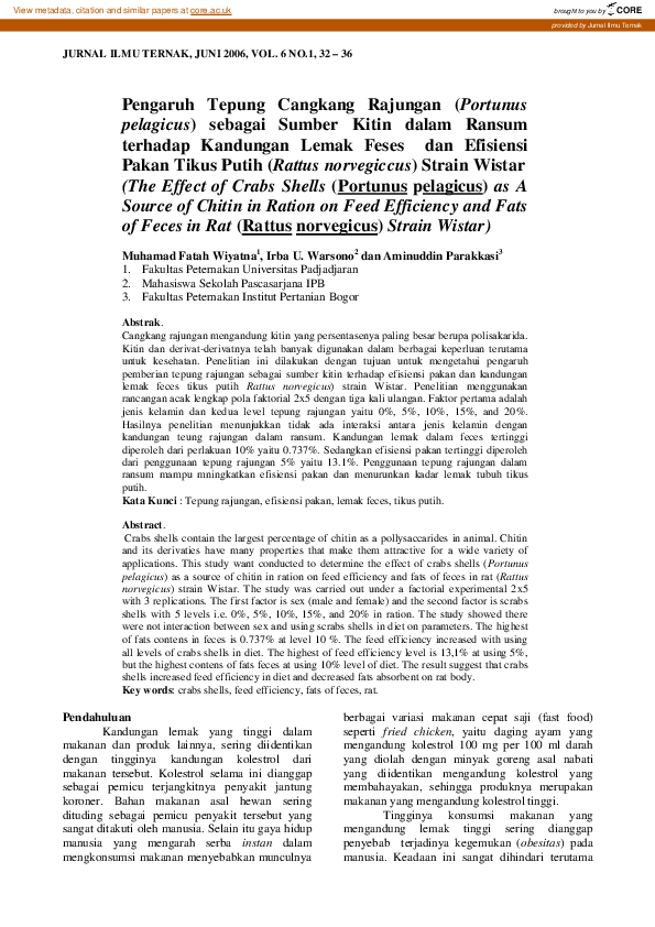 (PDF) Pengaruh Tepung Cangkang Rajungan (Portunus pelagicus) sebagai ...