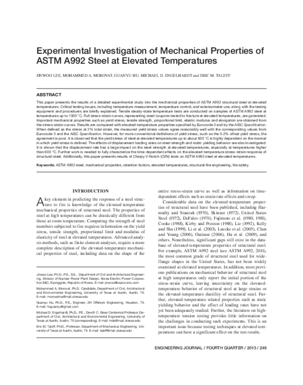 (PDF) Experimental Investigation of Mechanical Properties of ASTM A992 ...