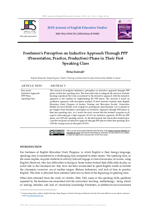 (PDF) Freshmen's Perception on Inductive Approach through PPP ...