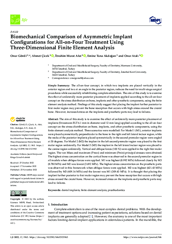(PDF) Biomechanical Comparison of Asymmetric Implant Configurations for ...