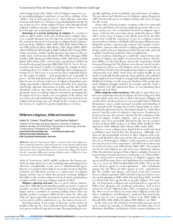 (PDF) Different religions, different emotions