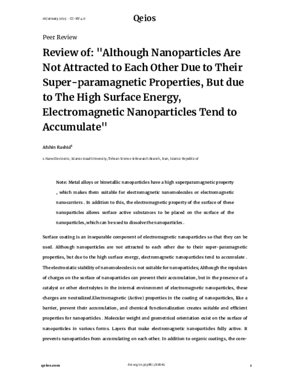 (PDF) Review of: "Although Nanoparticles Are Not Attracted to Each ...