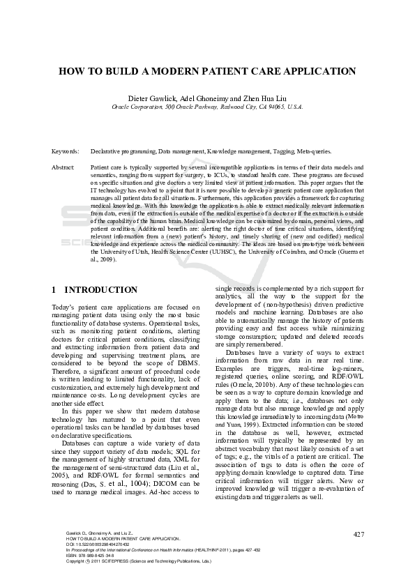 (PDF) How to Build a Modern Patient Care Application