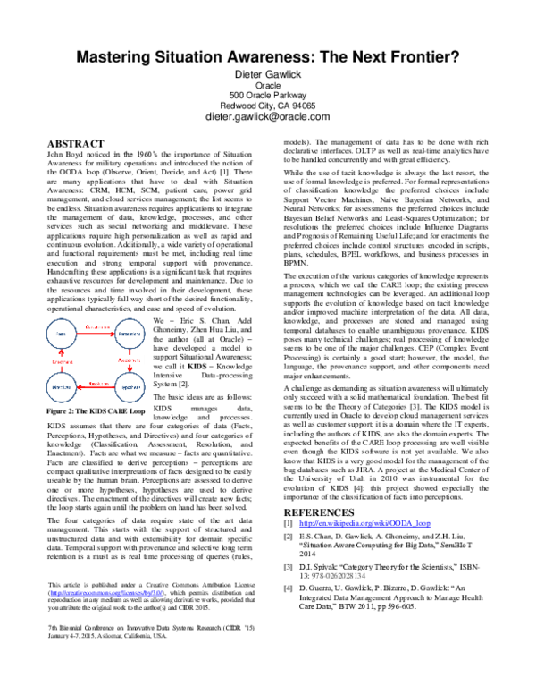 (PDF) Mastering Situation Awareness: The Next Frontier?