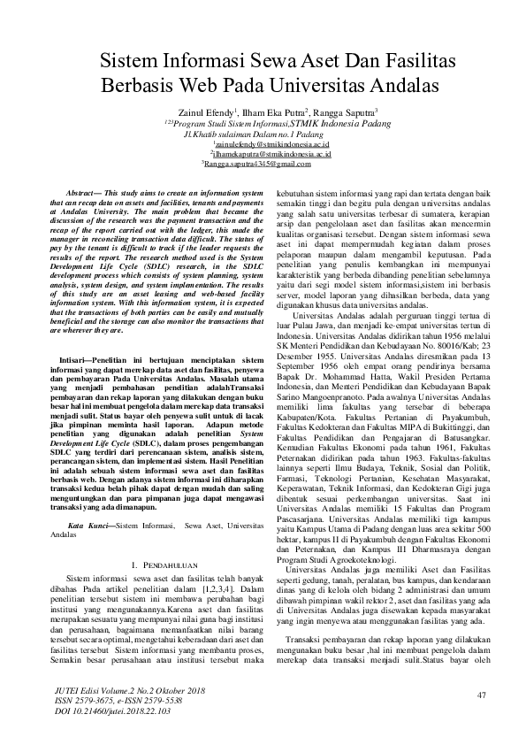 (PDF) Asset Rental Information System and Web-Based Facilities at ...