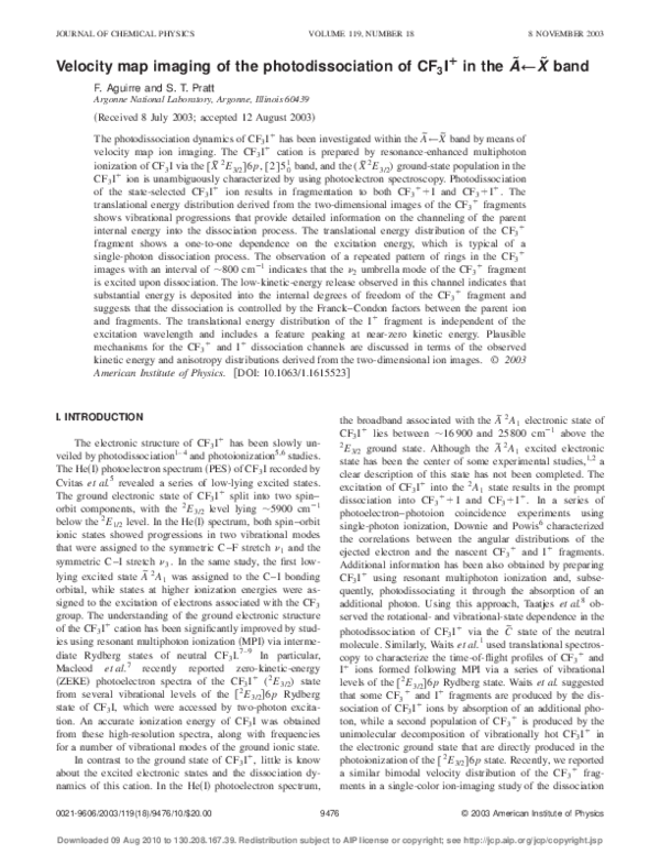 (PDF) Velocity map imaging of the photodissociation of CF3I ...
