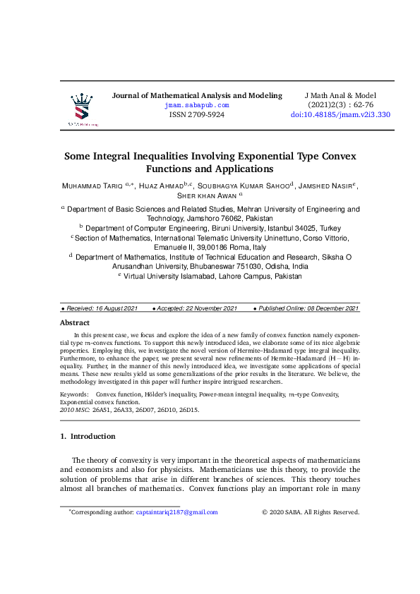 (PDF) Some Integral Inequalities Involving Exponential Type Convex Functions and Applications