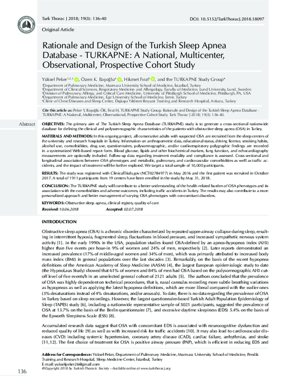 (PDF) Rationale and Design of the Turkish Sleep Apnea Database ...