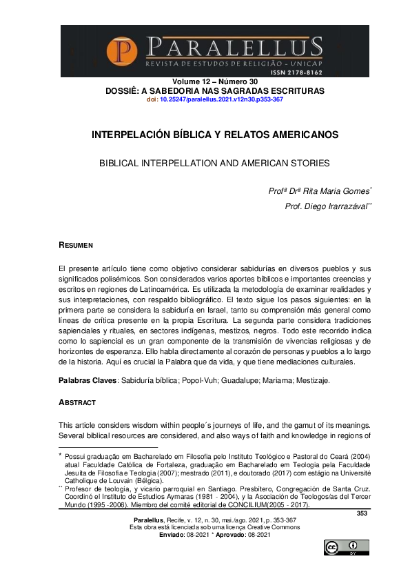 (PDF) Interpelación Bíblica y Relatos Americanos