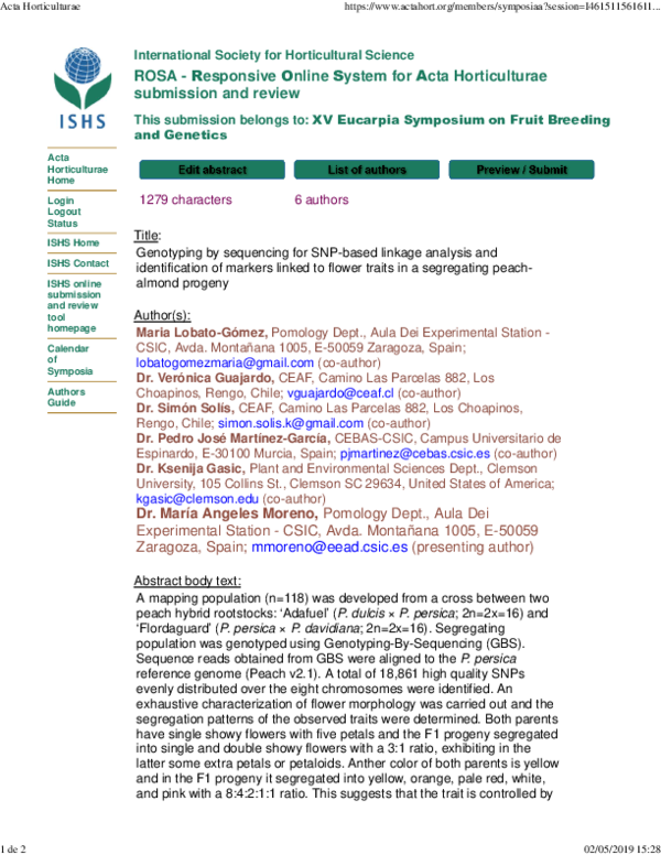 (PDF) ROSA - Responsive Online System for Acta Horticulturae submission and review