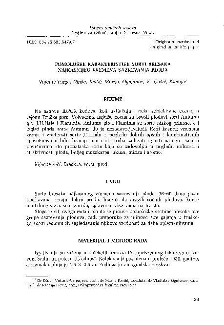 (PDF) Pomological characteristics of extremely late peach varieties