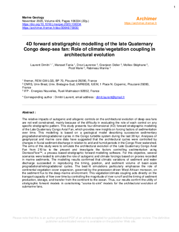 (PDF) 4D forward stratigraphic modelling of the Late Quaternary Congo ...