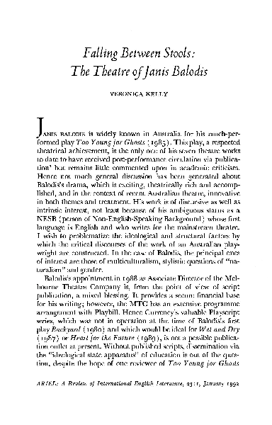 (PDF) Falling Between Stools: The Theatre of Janis Balodis