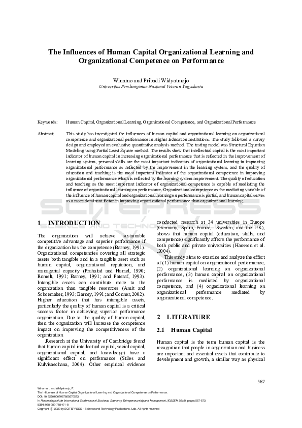 (PDF) The Influences of Human Capital Organizational Learning and ...