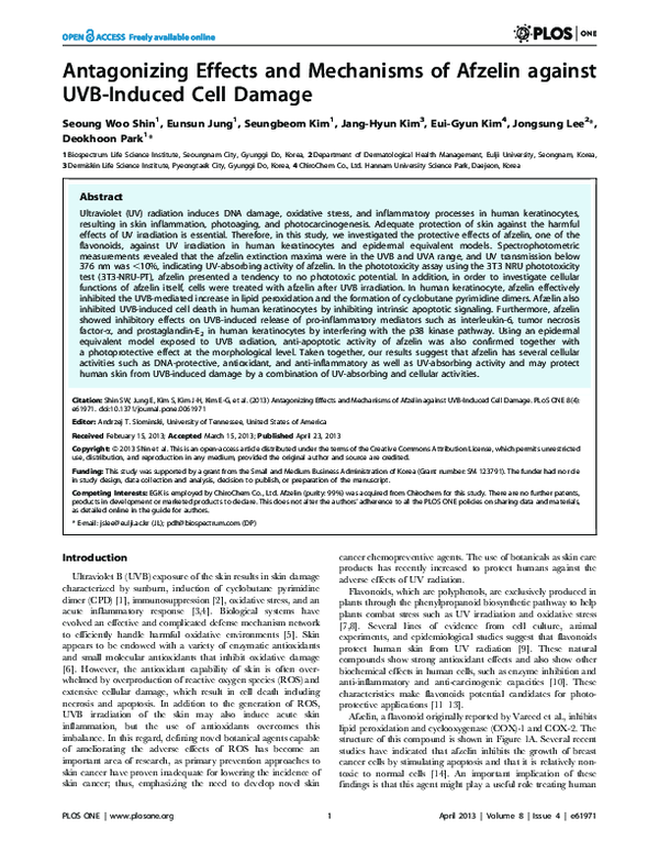 (PDF) Antagonizing Effects and Mechanisms of Afzelin against UVB ...