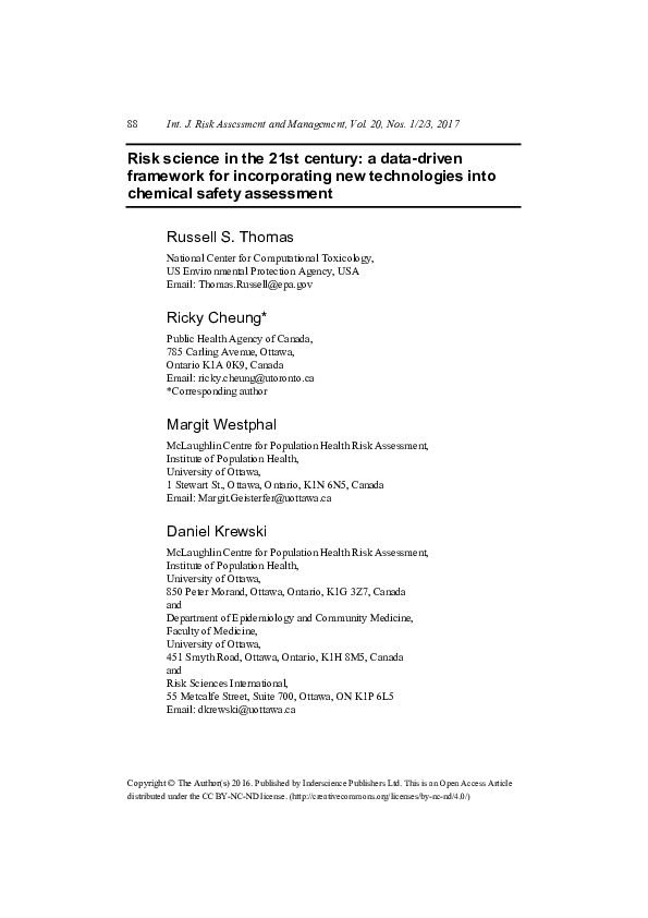 (PDF) Risk science in the 21st century: a data-driven framework for ...