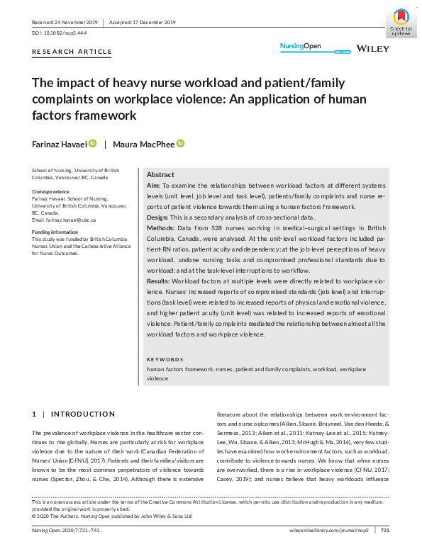 (PDF) The impact of heavy nurse workload and patient/family complaints ...