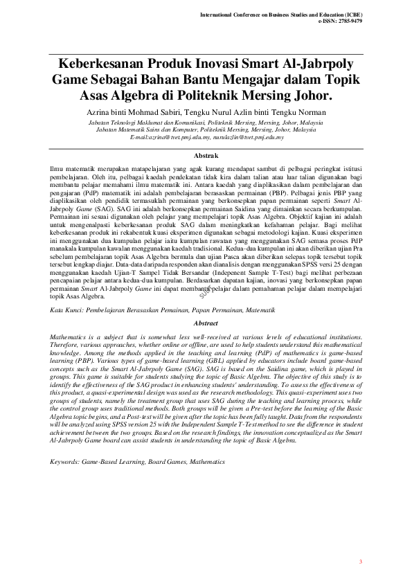 (PDF) Keberkesanan Produk Inovasi Smart Al-Jabrpoly Game Sebagai Bahan ...