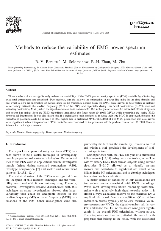 (PDF) Methods to reduce the variability of EMG power spectrum estimates