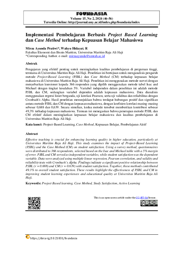 (PDF) Implementasi Pembelajaran Berbasis Project Based Learning dan Case Method terhadap ...