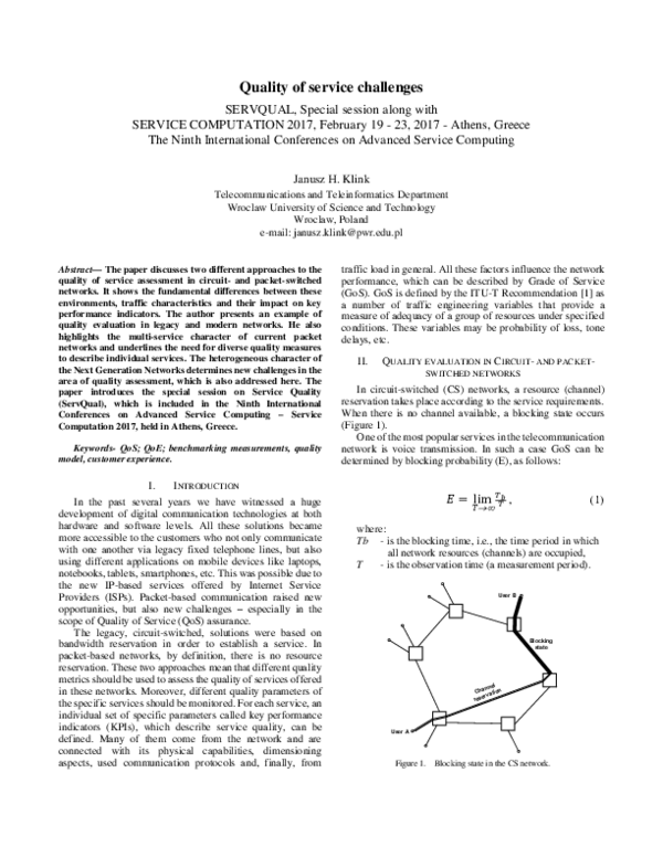 (PDF) Quality of service challenges