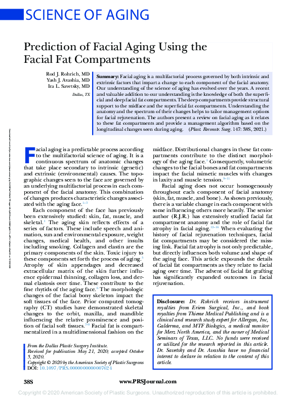 (PDF) Prediction of Facial Aging Using the Facial Fat Compartments