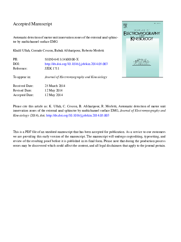 (PDF) Automatic detection of motor unit innervation zones of the ...