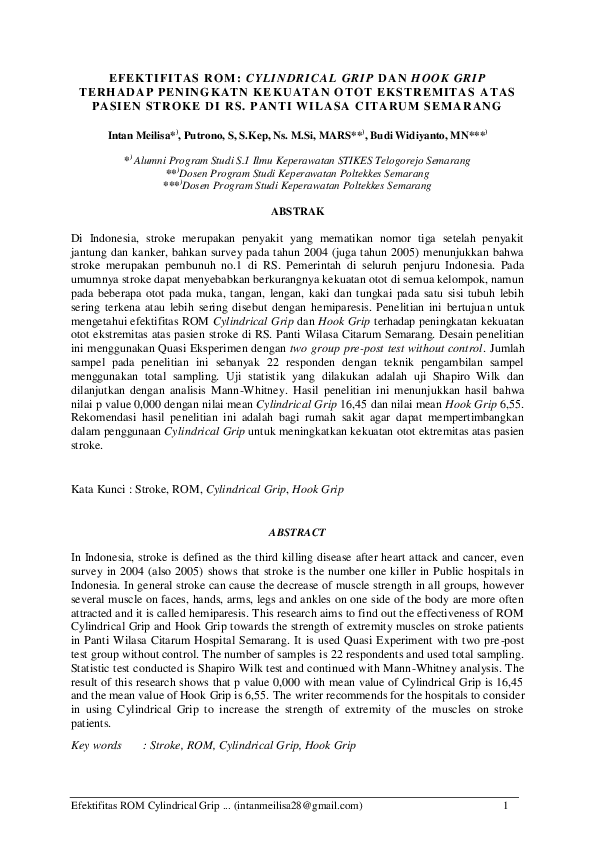 (PDF) Efektifitas Rom: Cylindrical Grip Dan Hook Grip Terhadap ...