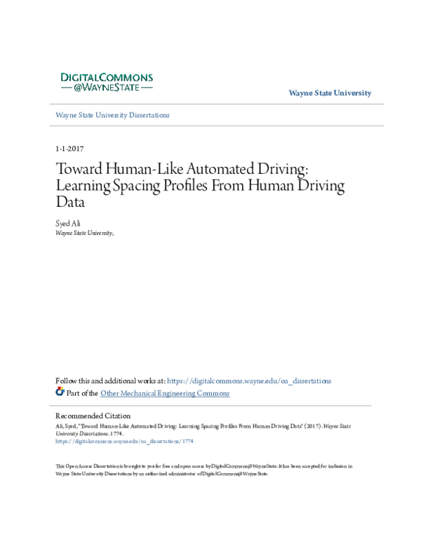 (PDF) Toward Human-Like Automated Driving: Learning Spacing Profiles ...