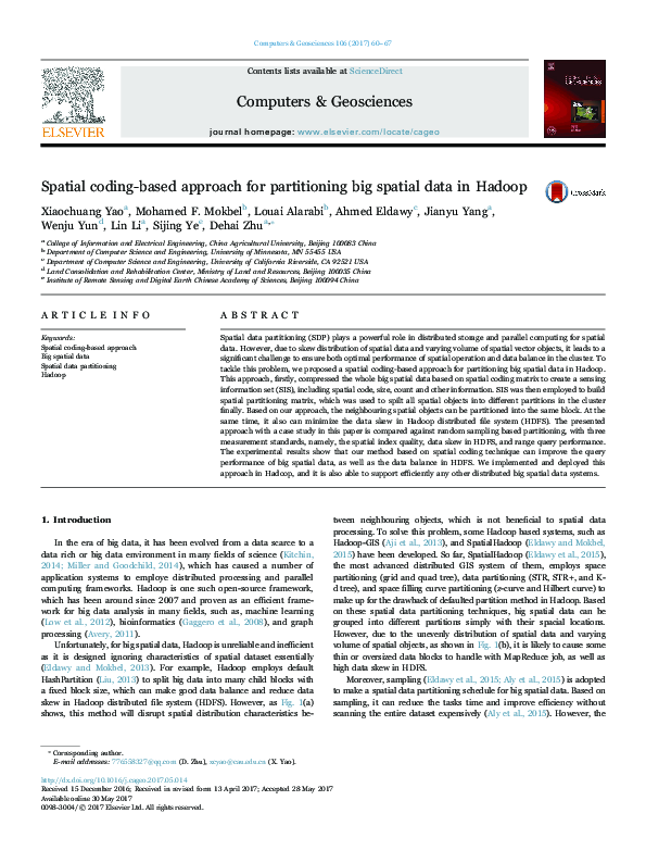 (PDF) Spatial coding-based approach for partitioning big spatial data in Hadoop