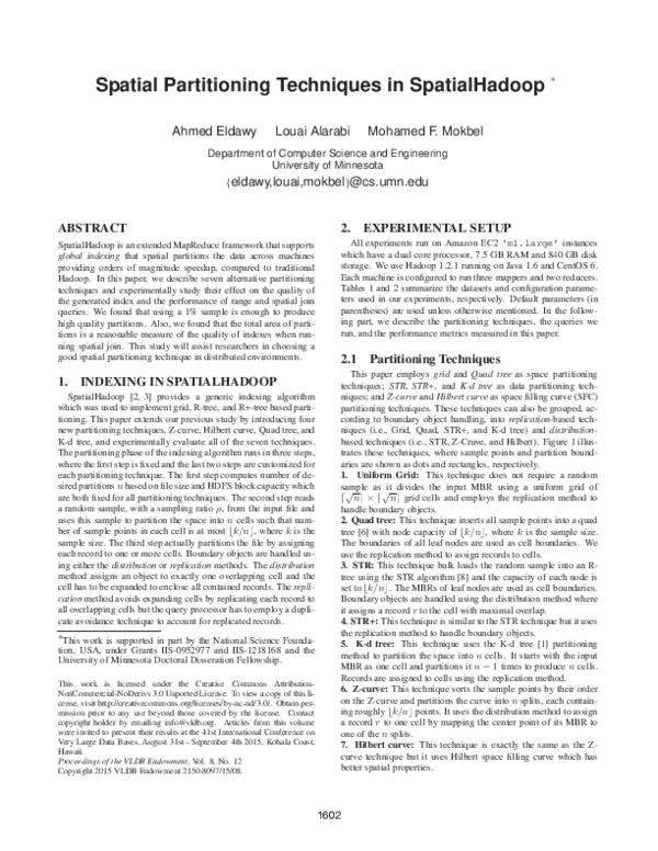 (PDF) Spatial partitioning techniques in SpatialHadoop