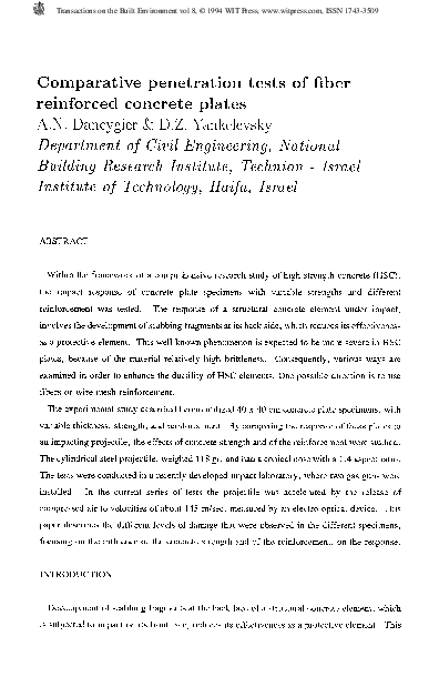 (PDF) Comparative Penetration Tests Of FiberReinforced Concrete Plates