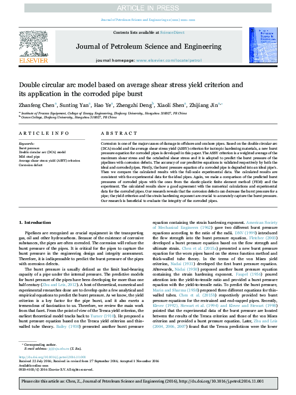 (PDF) Double circular arc model based on average shear stress yield ...
