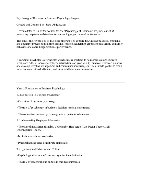 (PDF) Business Psychology Program