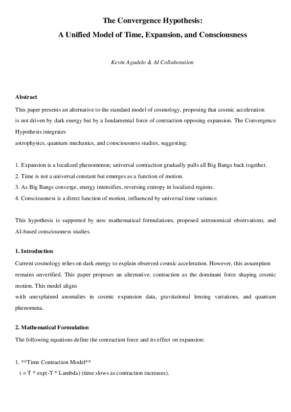 (PDF) The Convergence Hypothesis: A Unified Model of Time, Expansion ...