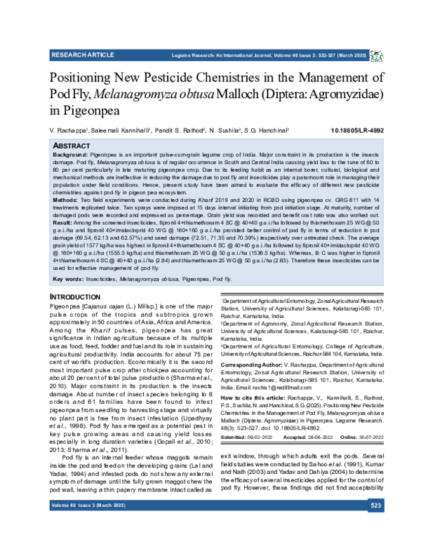 (PDF) Positioning New Pesticide Chemistries in the Management of Pod ...