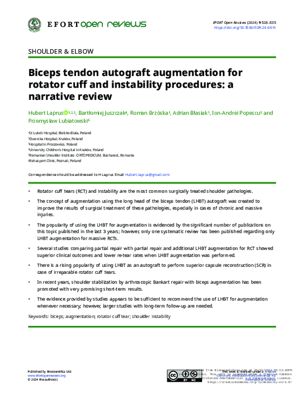 (PDF) Biceps tendon autograft augmentation for rotator cuff and ...
