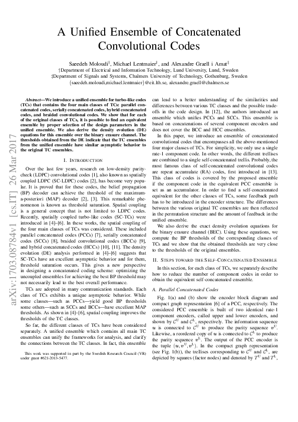 (PDF) A Unified Ensemble of Concatenated Convolutional Codes