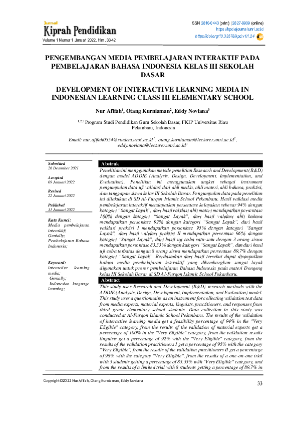 (PDF) Pengembangan Media Pembelajaran Interaktif Pada Pembelajaran Bahasa Indonesia Kelas III ...